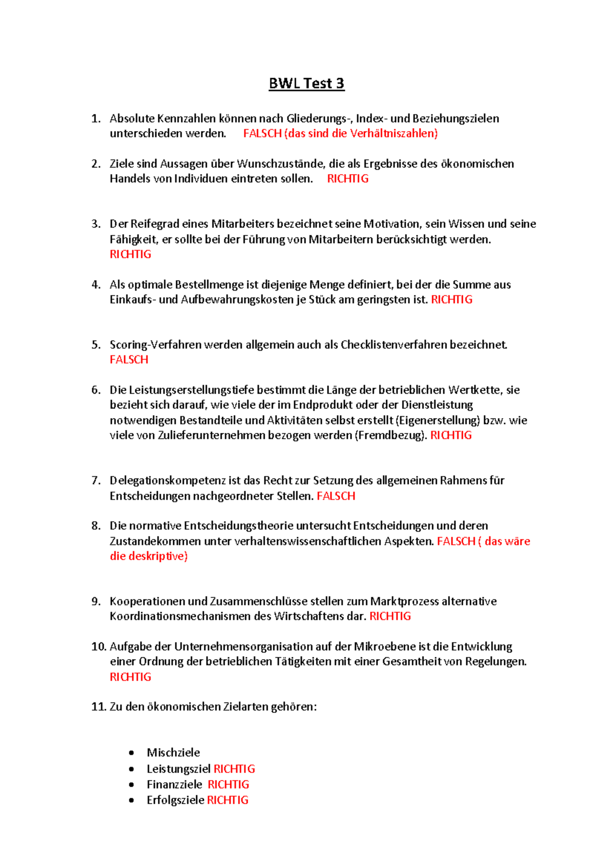 3. BWL Test - BWL Test 3 Absolute Kennzahlen können nach Gliederungs ...