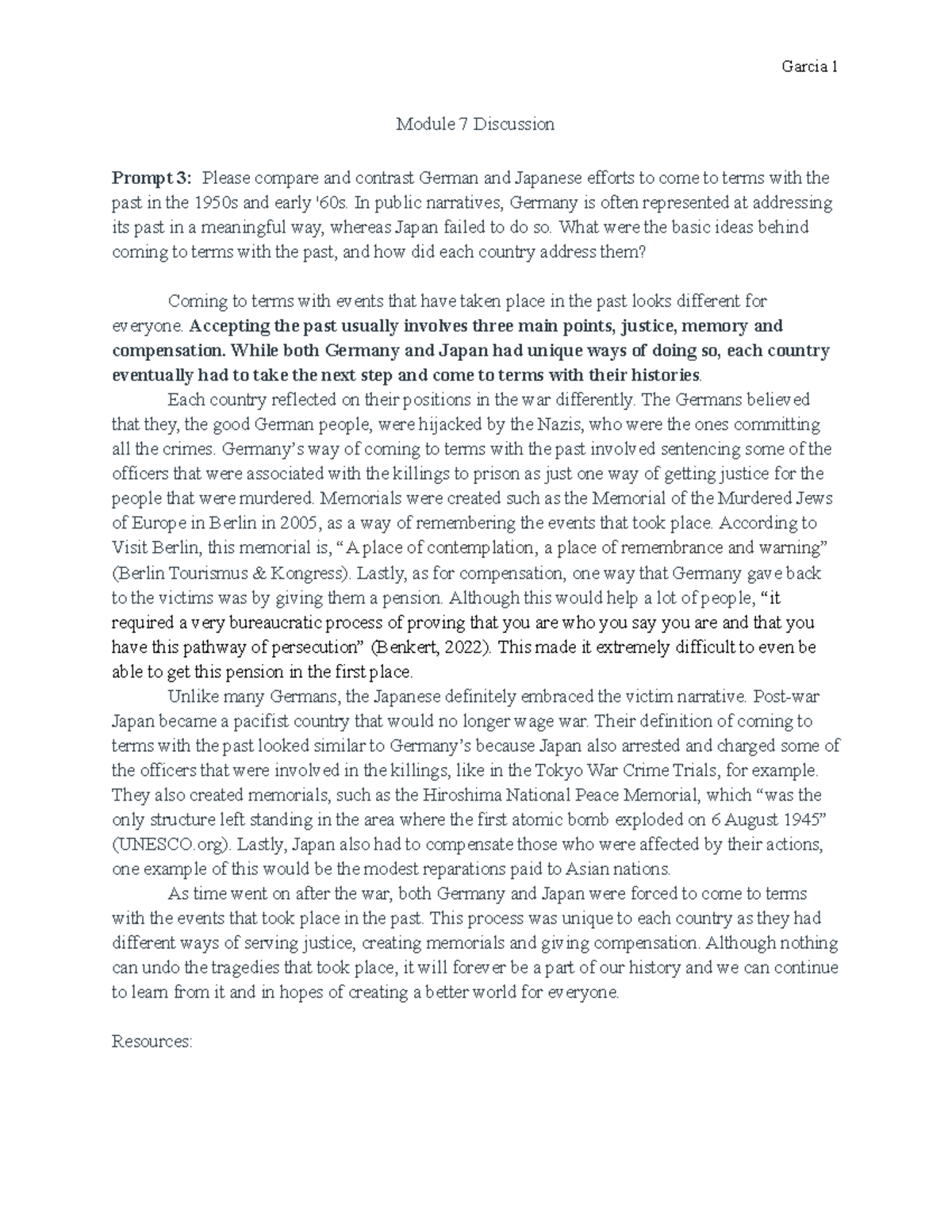 WW2 Mod. 7 Discussion - Garcia 1 Module 7 Discussion Prompt 3: Please ...