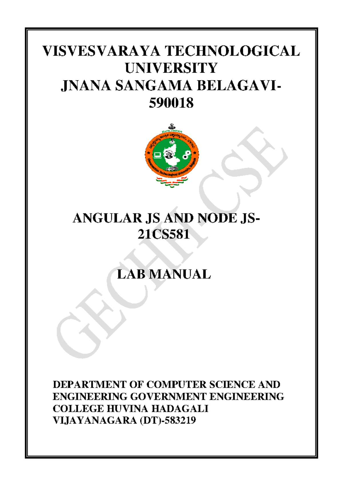 21CS581 LAB Manual - VISVESVARAYA TECHNOLOGICAL UNIVERSITY JNANA ...