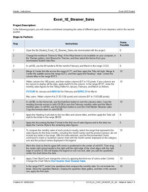 Excel 1F Dispenser Sales Instructions - Grader - Instructions Excel 2019 Project - Studocu