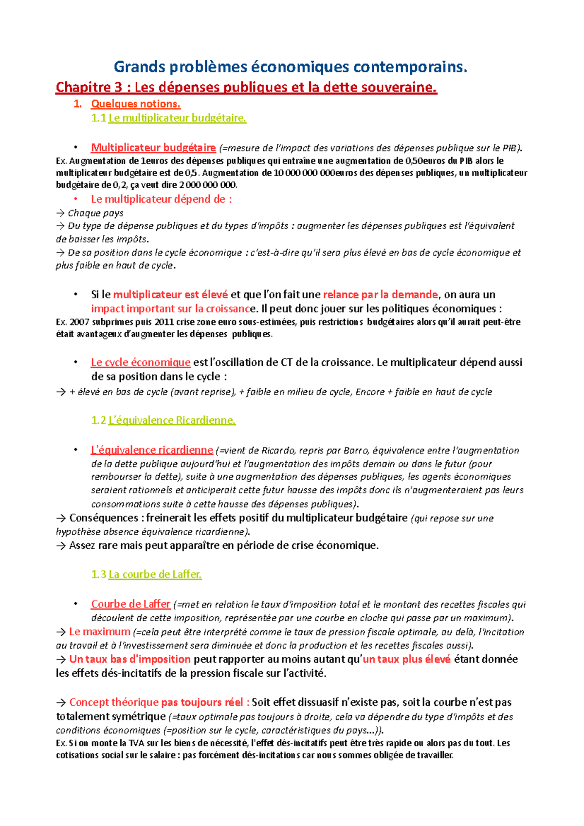 GPEC - Chapitre 3 Les dépenses publiques et la dette souveraine L1 S2 ...