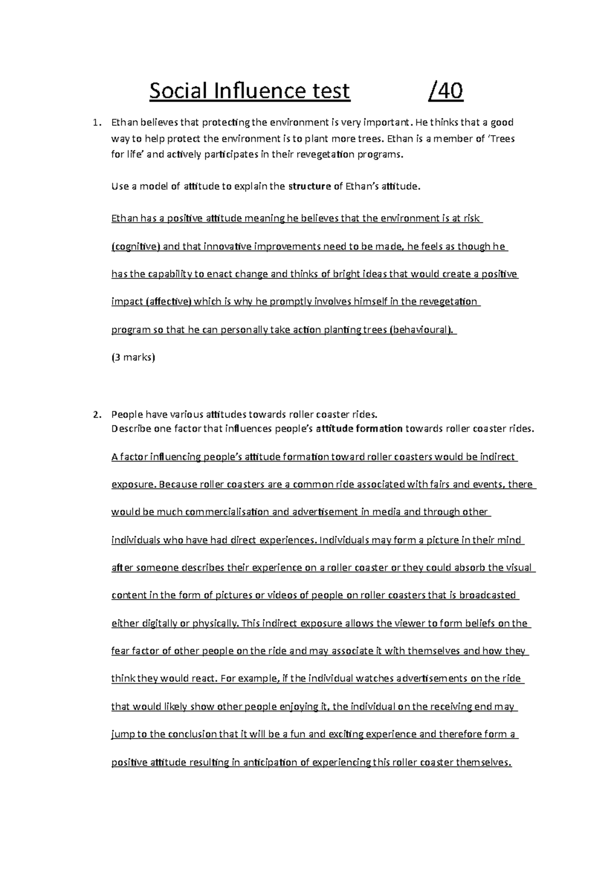 Social Influence test (formative) - Social Influence test / Ethan ...