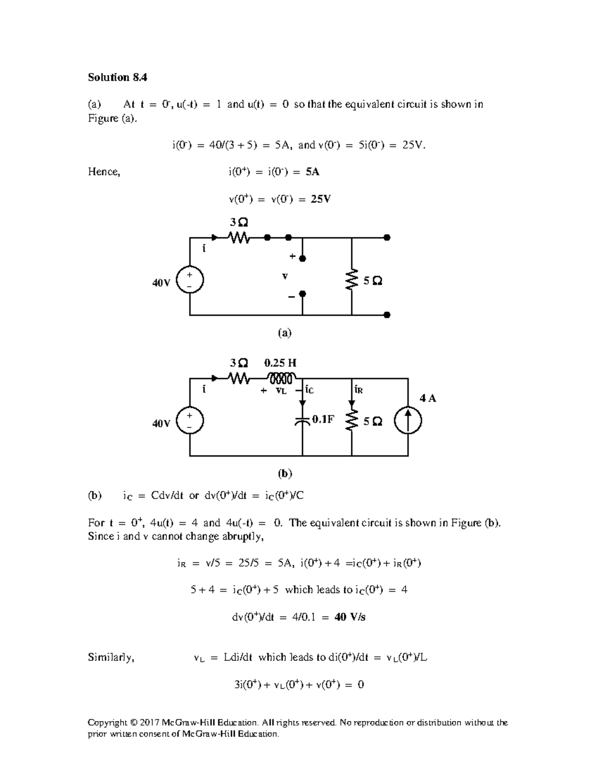 Assignment 10 soln - Homework Solution - (a) At t = 0-, u(-t) = 1 and u(t) = 0 so that the - Studocu