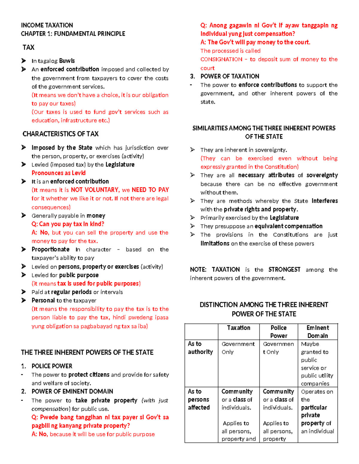 Income Taxation - Notes part 1 - INCOME TAXATION CHAPTER 1: FUNDAMENTAL ...