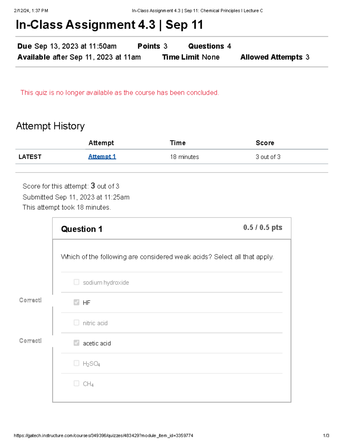In-Class Assignment 4.3 Sep 11 Chemical Principles I Lecture C - 2/12 ...