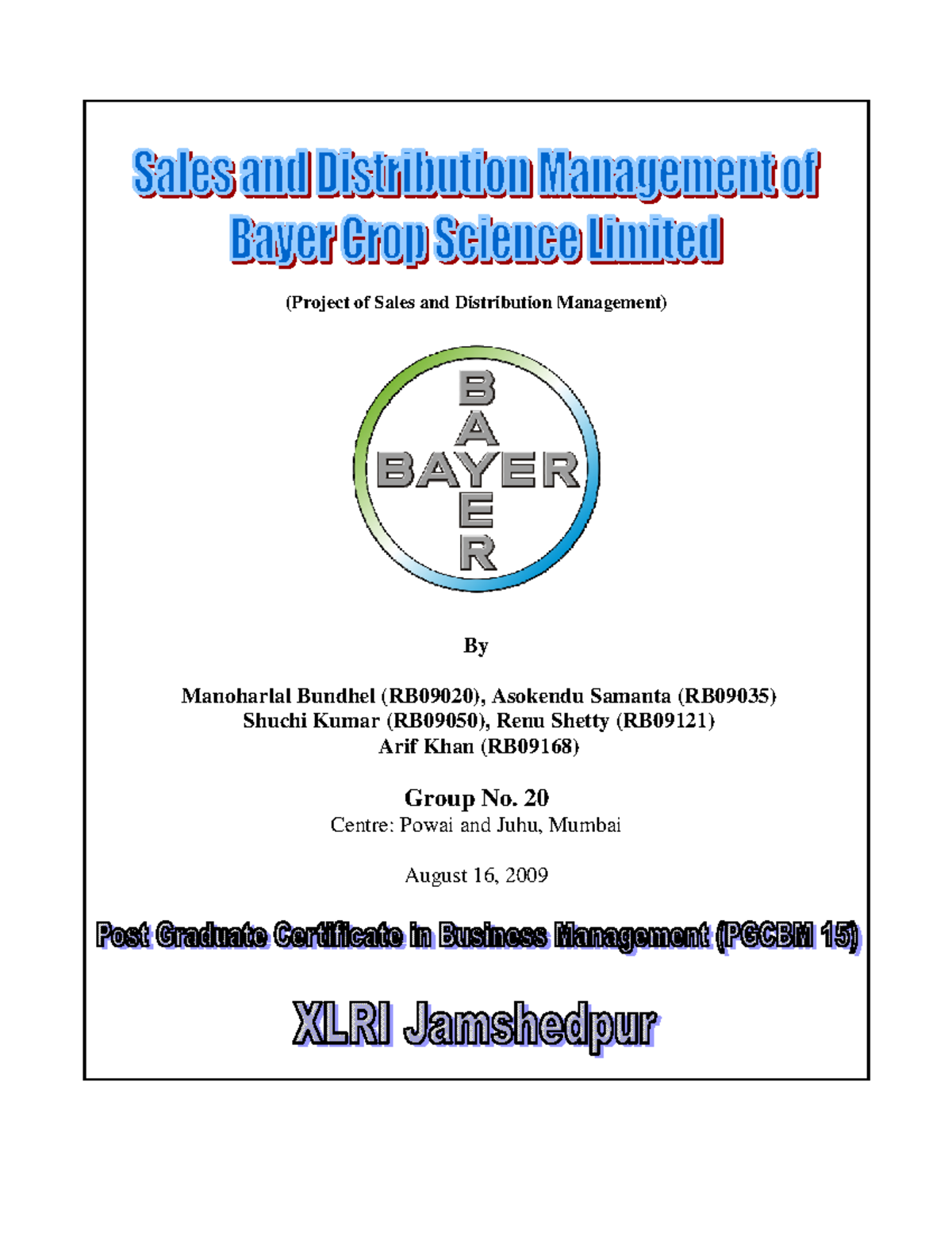 Sales Distribusion Management Bayer - (Project of Sales and ...