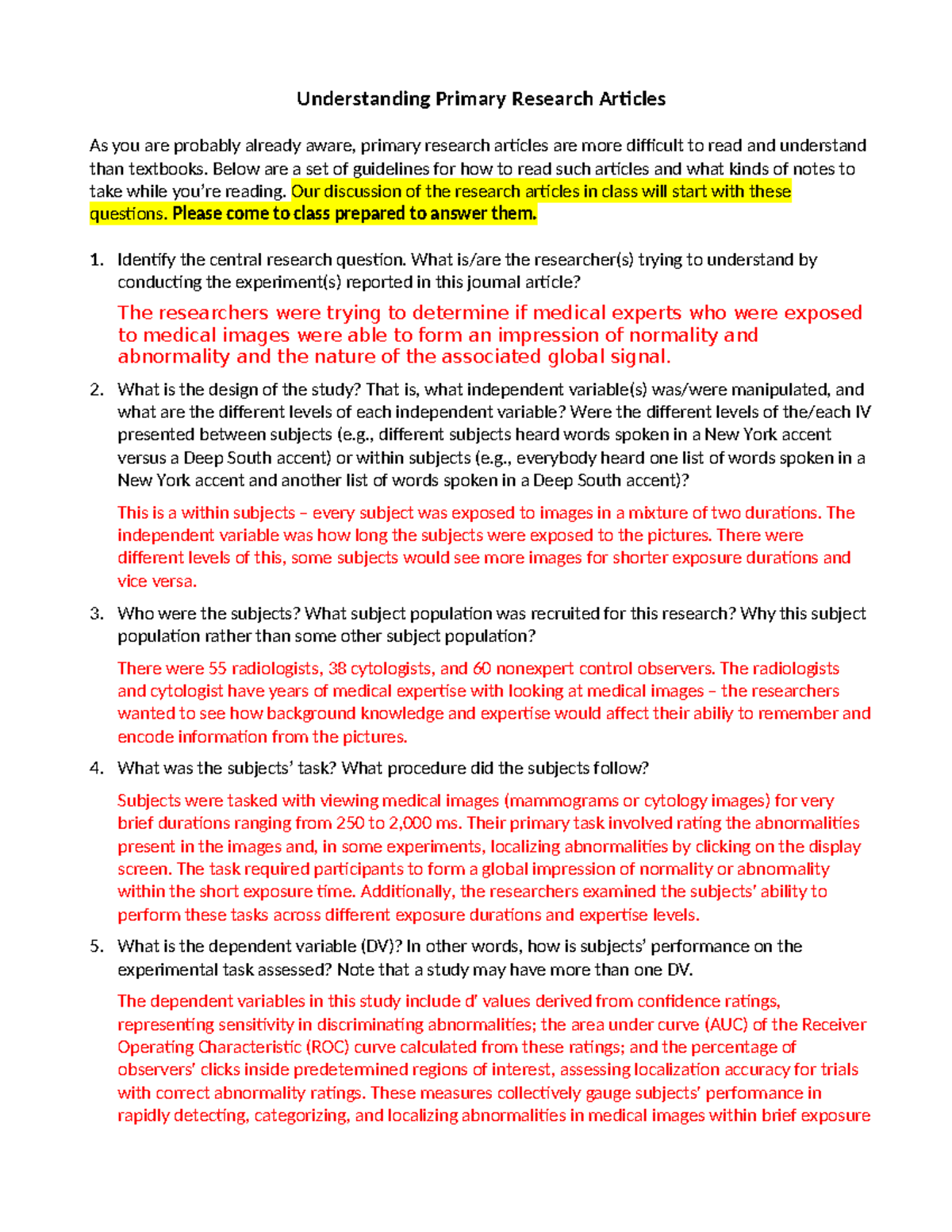 How to understand research articles - Understanding Primary Research ...