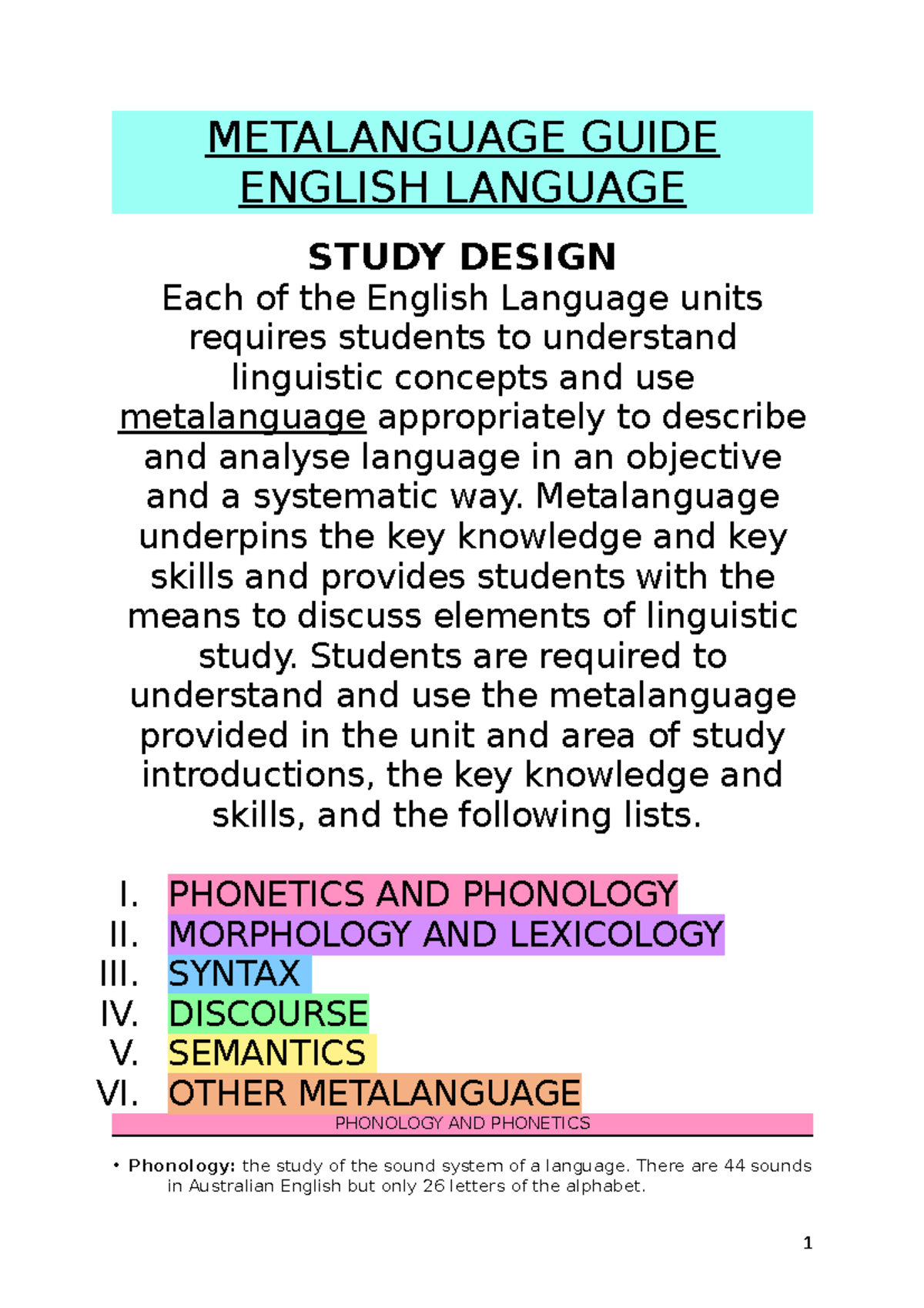 Metalanguage Guide English Language [98] - METALANGUAGE GUIDE ENGLISH ...