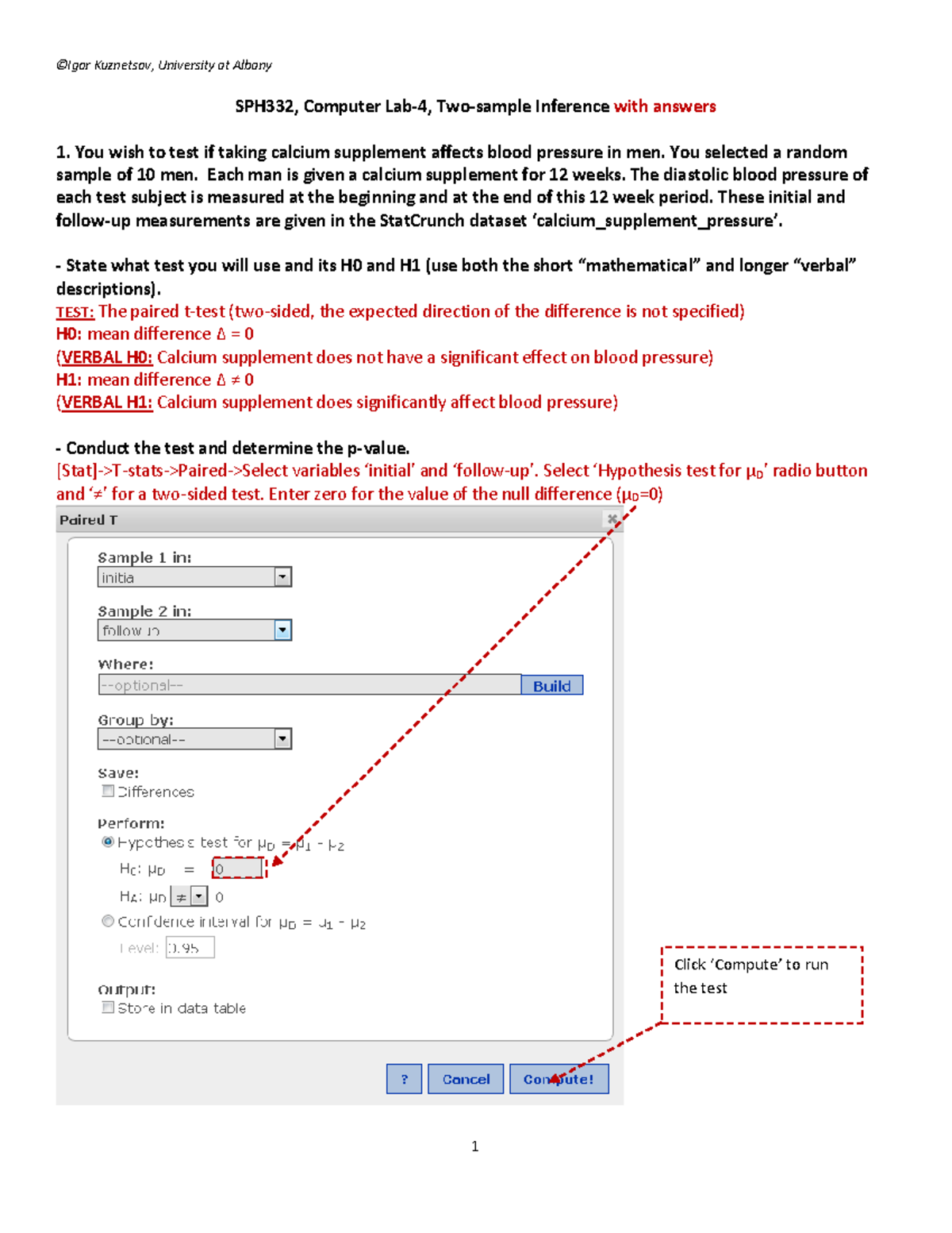 Lab 4 w/ answers - SPH332, Computer Lab-4, Two-sample Inference with ...