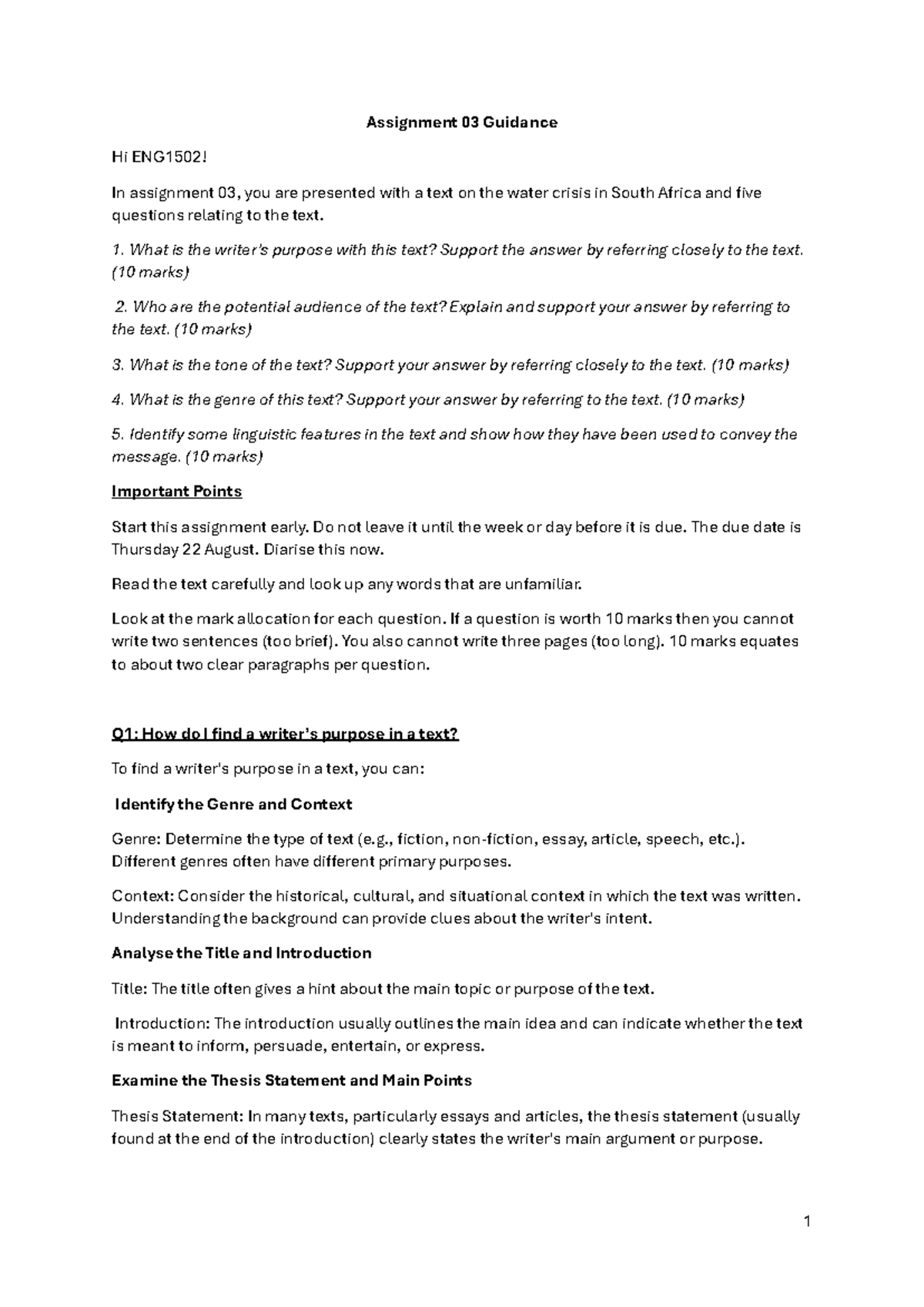 Assignment 03 Guidance - Assignment 03 Guidance Hi ENG1502! In ...