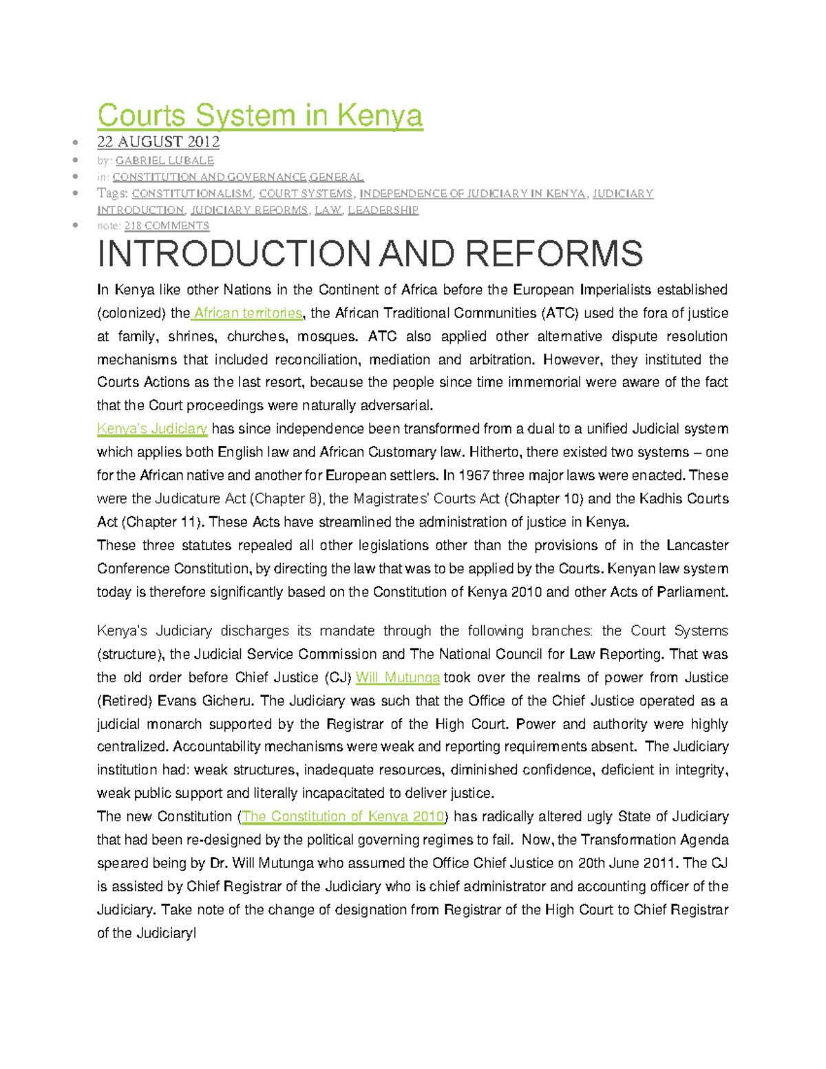 Courts System in Kenya – Gabriel Lubale - Courts System in Kenya 22 ...