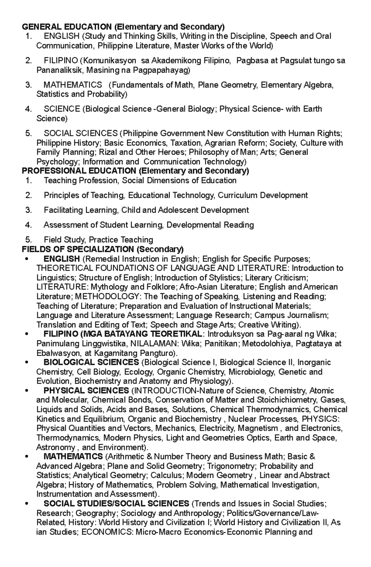 LET Coverage 2022 - Really nothing. - GENERAL EDUCATION (Elementary and ...