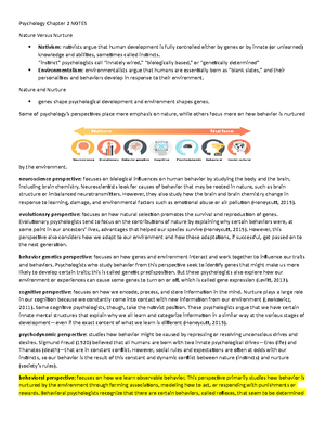 Psychology Chapter 4 Notes - Psychology Chapter 4 NOTES Theories and ...