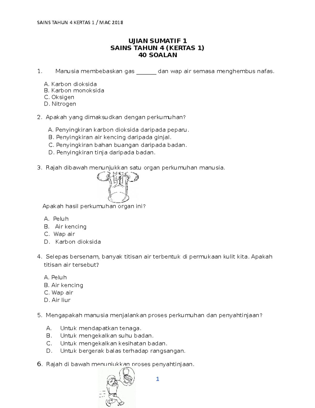 Science Year 4 2018 paper 1 questions - UJIAN SUMATIF 1 SAINS TAHUN 4 ...