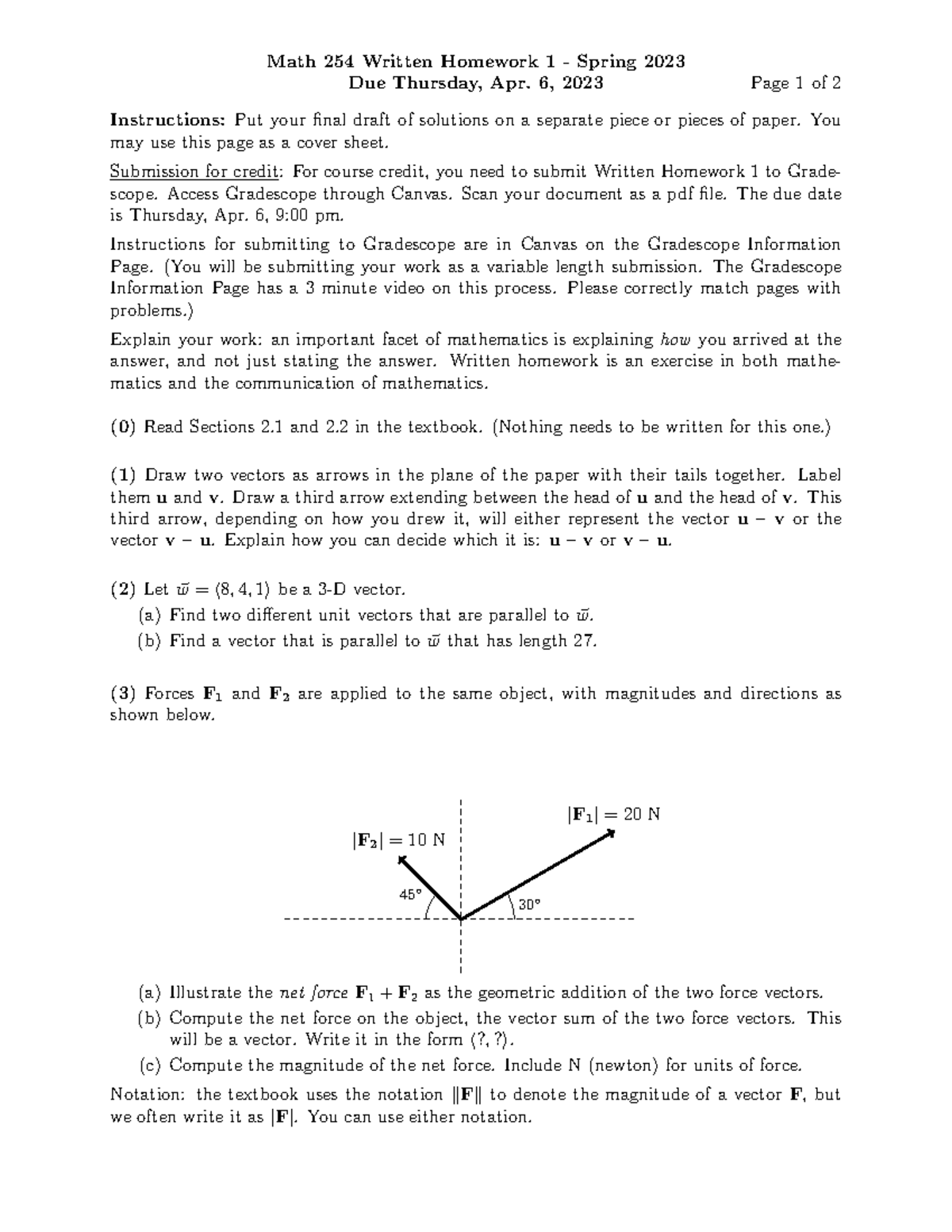 Written HW 1 - Practice materials case study workshop - Math 254 ...