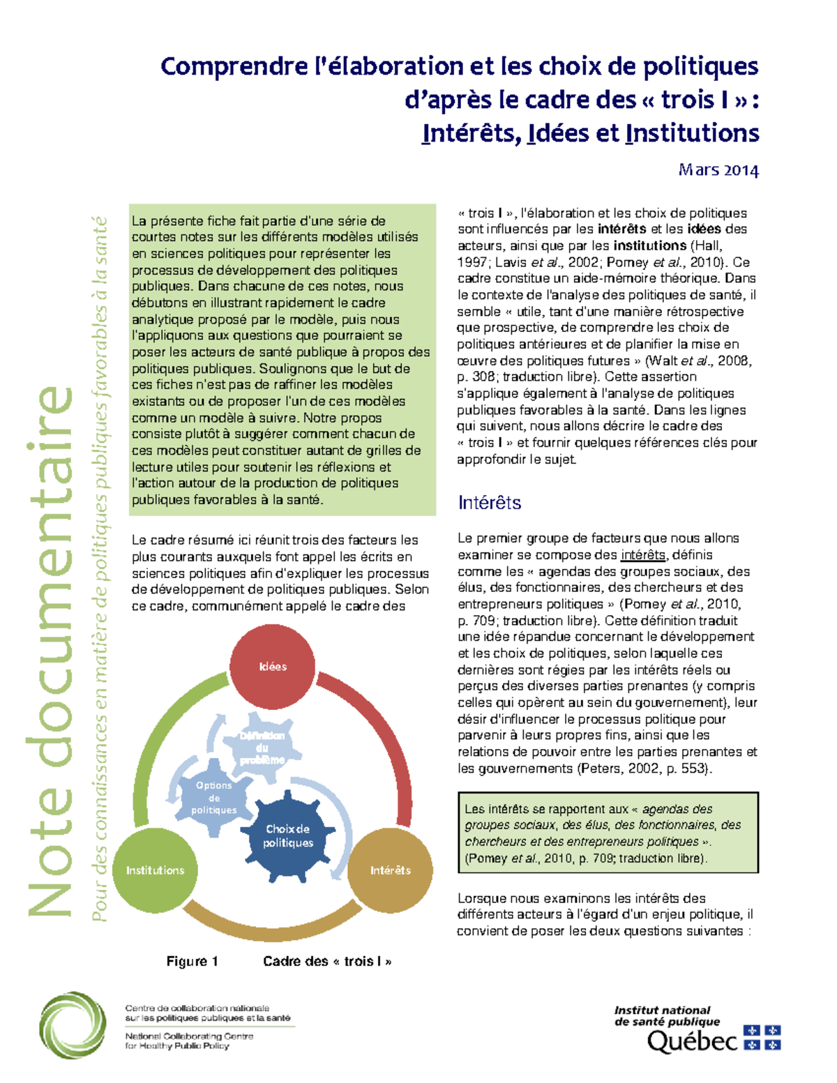 le trois i en politique publique - Note documentaire Pour des ...