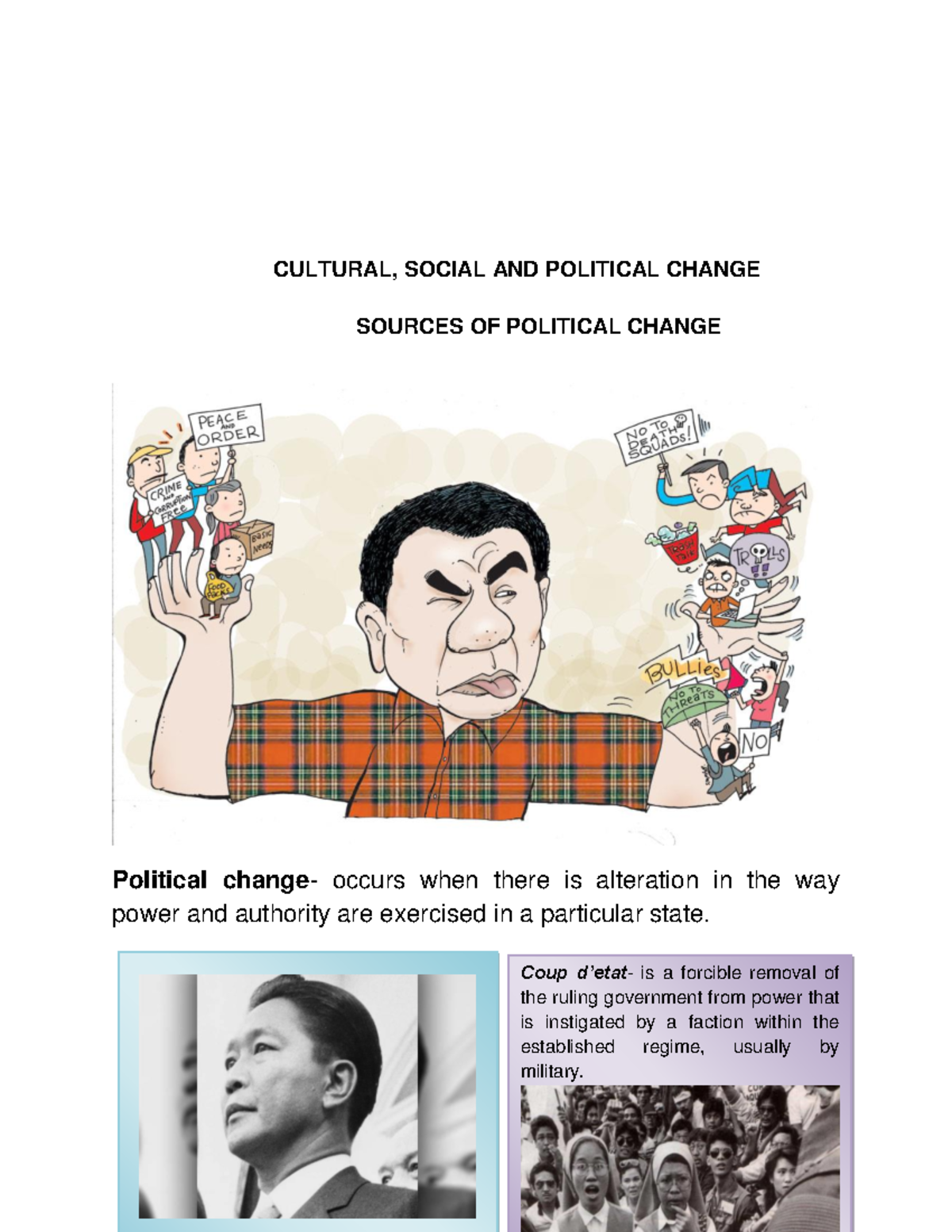 Sources of Political change - UNIT 4: CULTURAL, SOCIAL AND POLITICAL ...