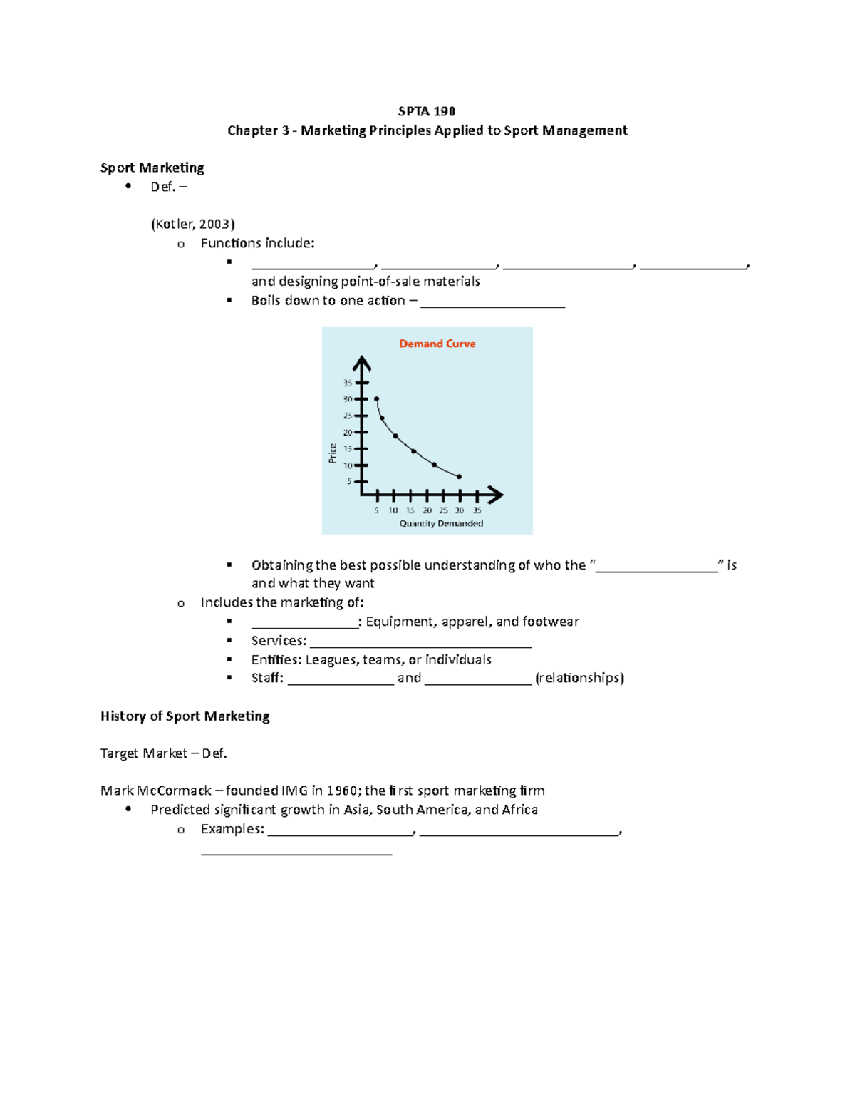 Chapter 3 - Sport Marketing(1) - SPTA 190 Chapter 3 Marketing ...