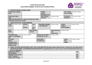 MFPC 121 Lesson plan - Foundation Phase - Whole numbers - 2023 - MFPC ...