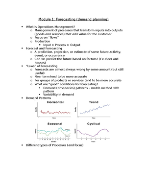 Module 1 - Forecasting (demand planning) - Beer and houses) “Laws” of ...