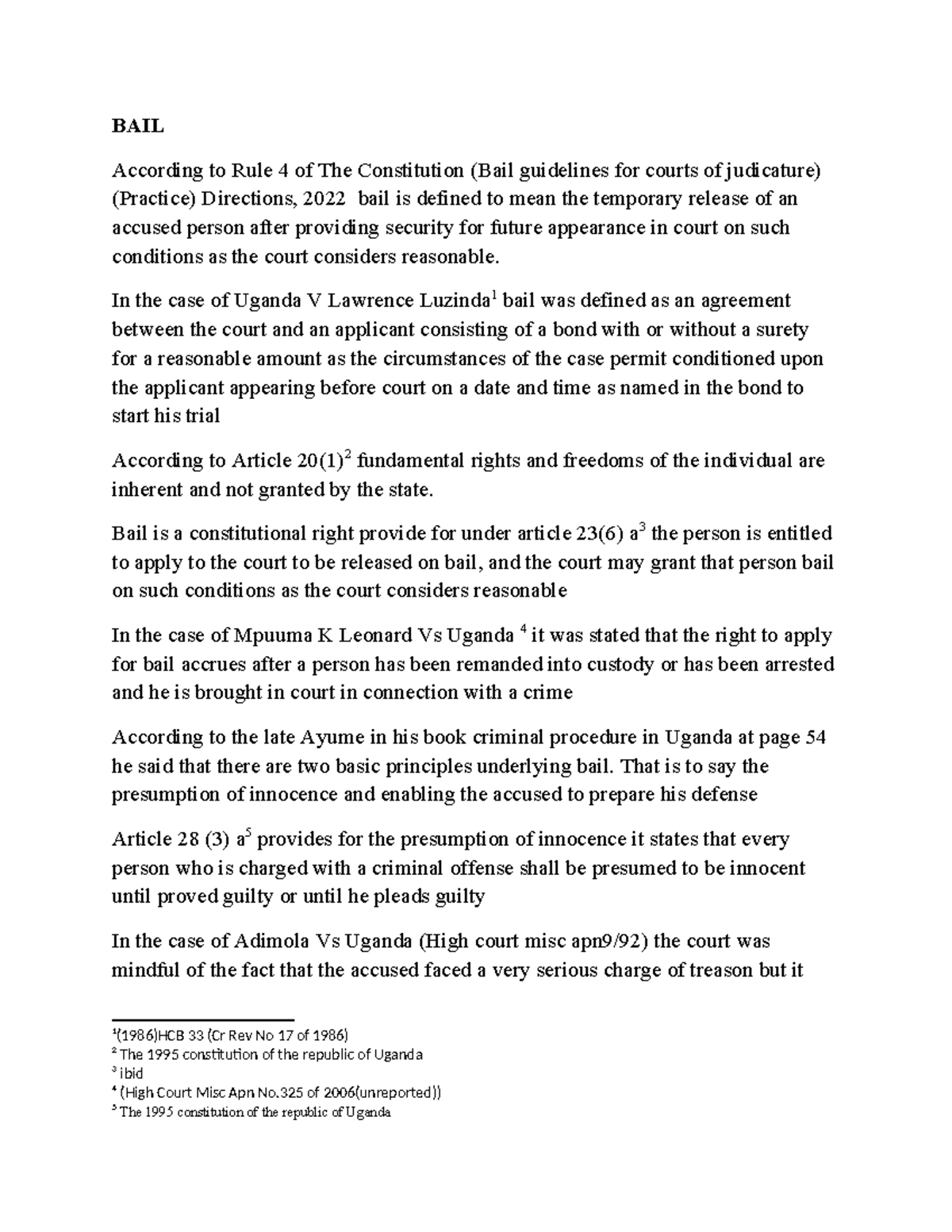 BAIL - Criminal procedure notes - BAIL According to Rule 4 of The ...