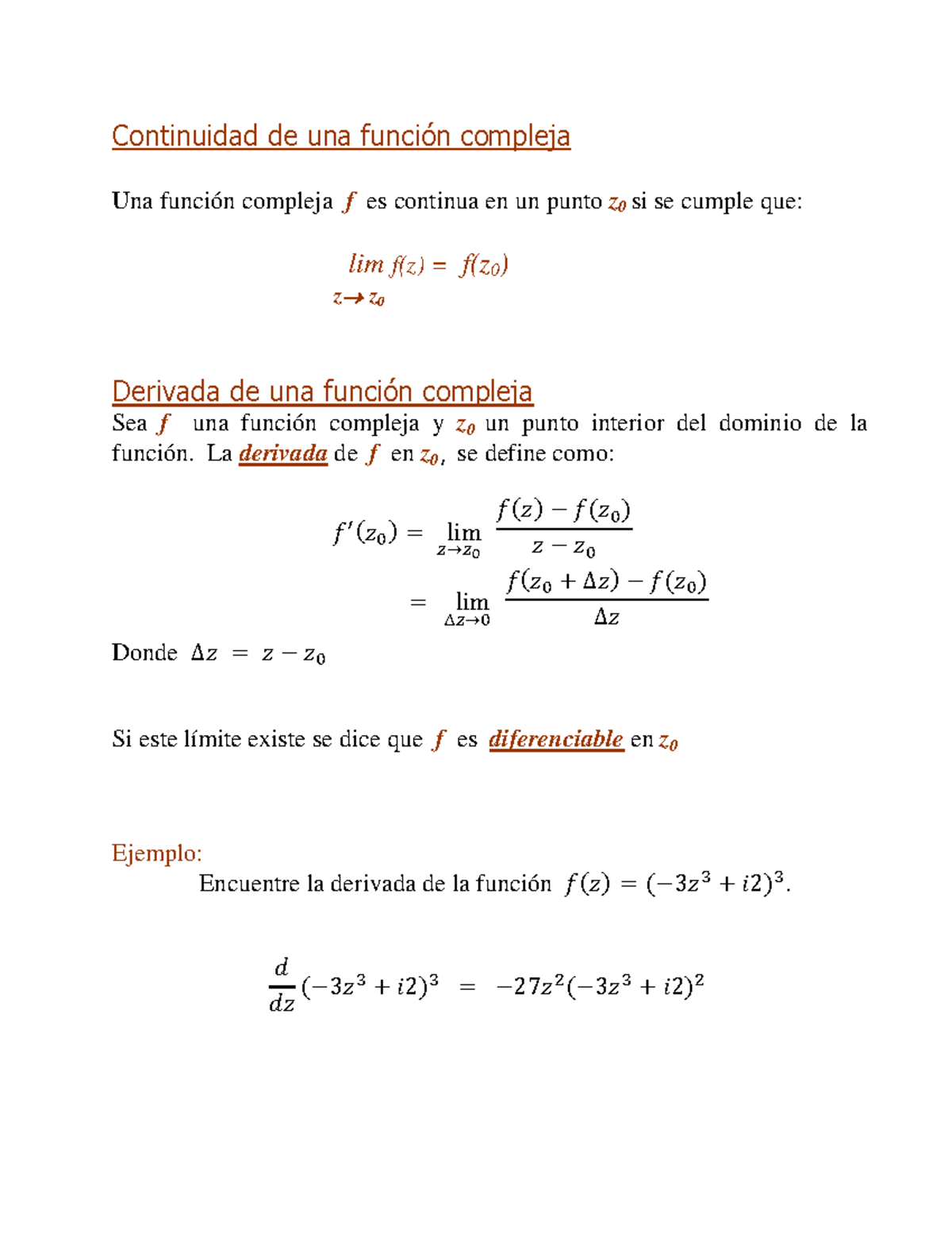 Continuidad Diferenciabilidad complejos - Continuidad de una función ...