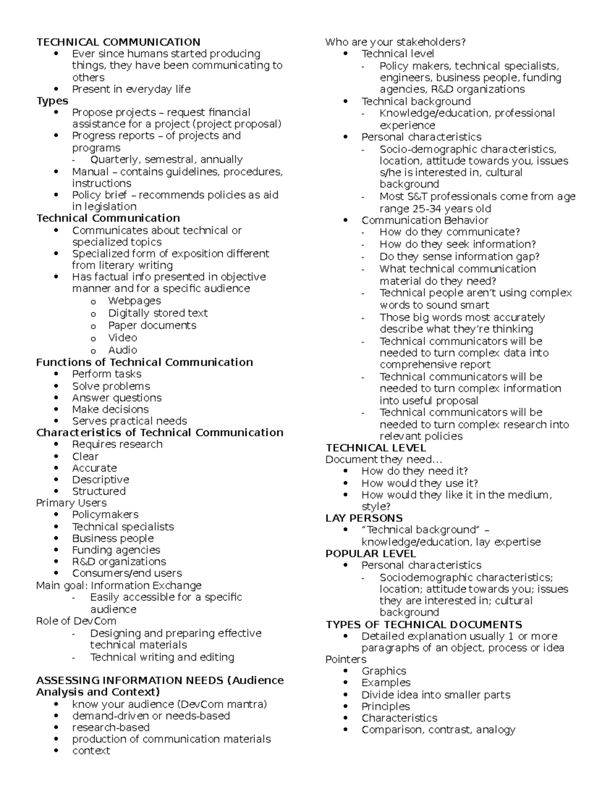 Technical Communication - Development Communication - University of the ...