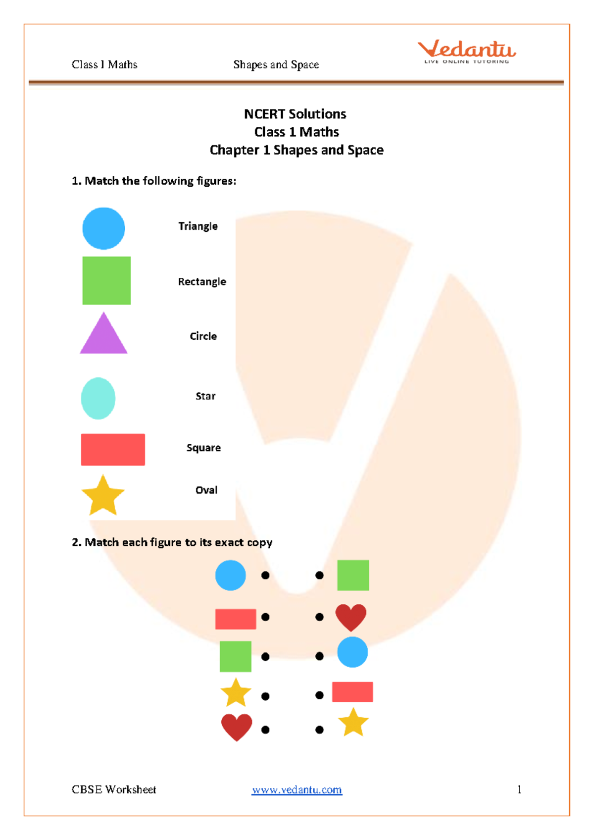 SHAPES AND SIZE CLASS 1 - Class 1 Maths Chapter 1 Shapes and Space 1 ...