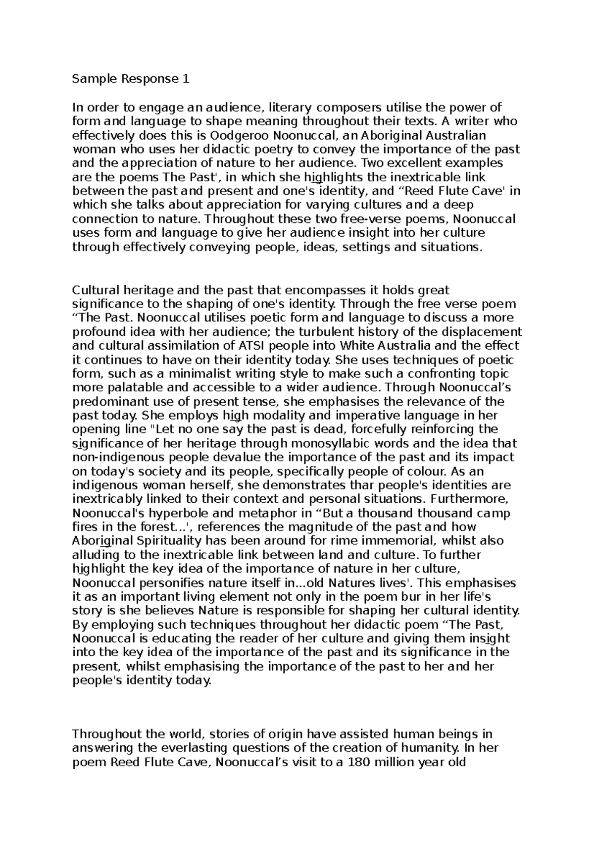 Sample Response 1 - Studocu