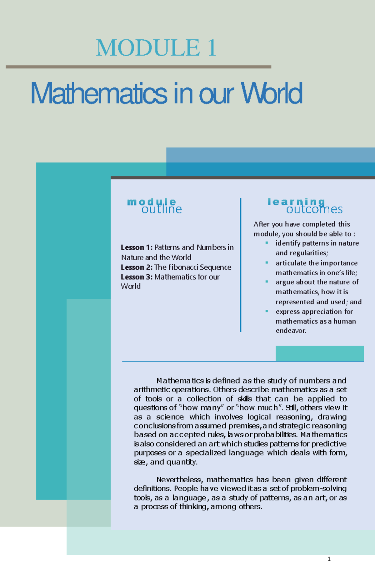 GEM 111 - Module 1- Lesson 3 - MODULE 1 Mathematics in our World ...