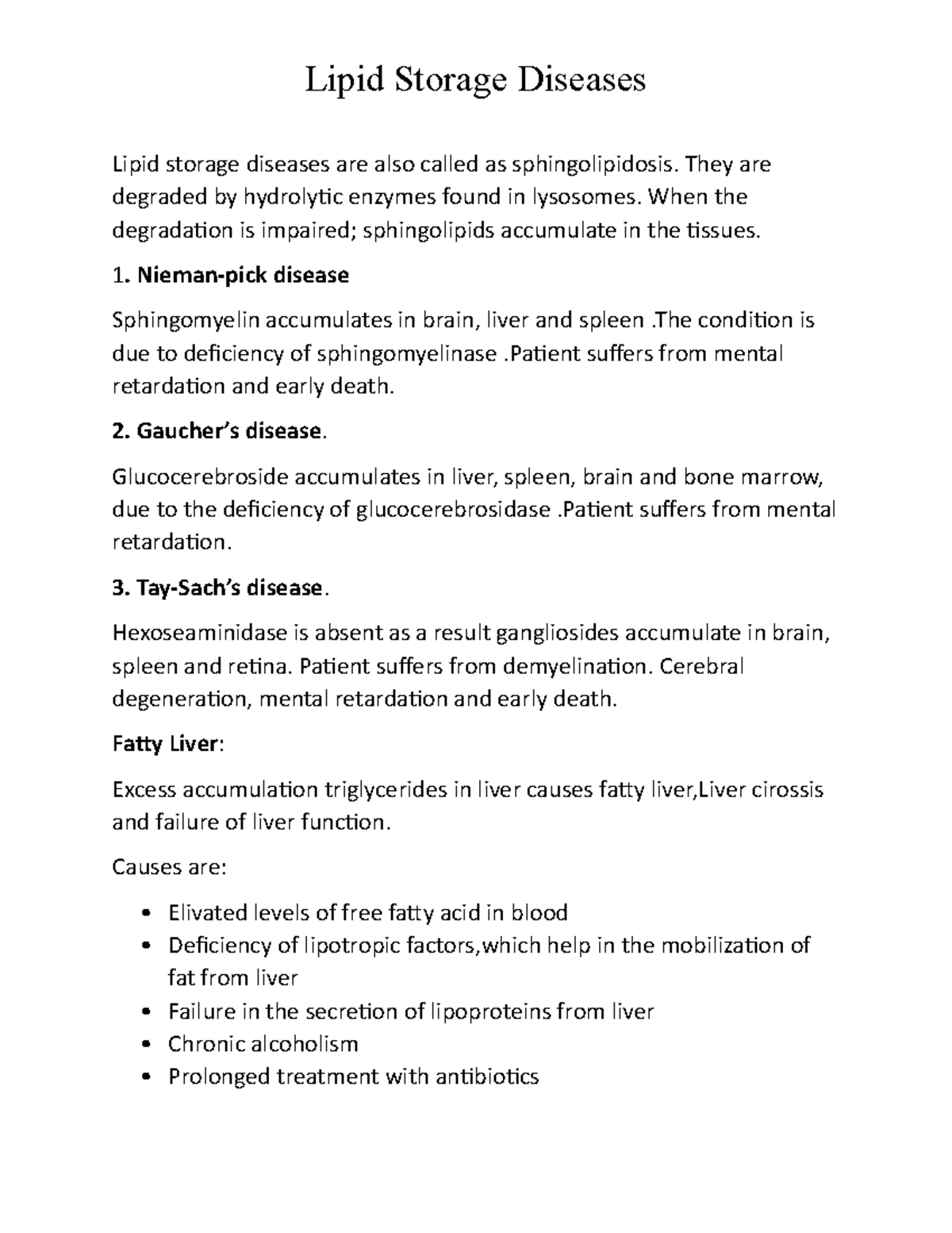Lipid storage diseases - Lipid Storage Diseases Lipid storage diseases ...