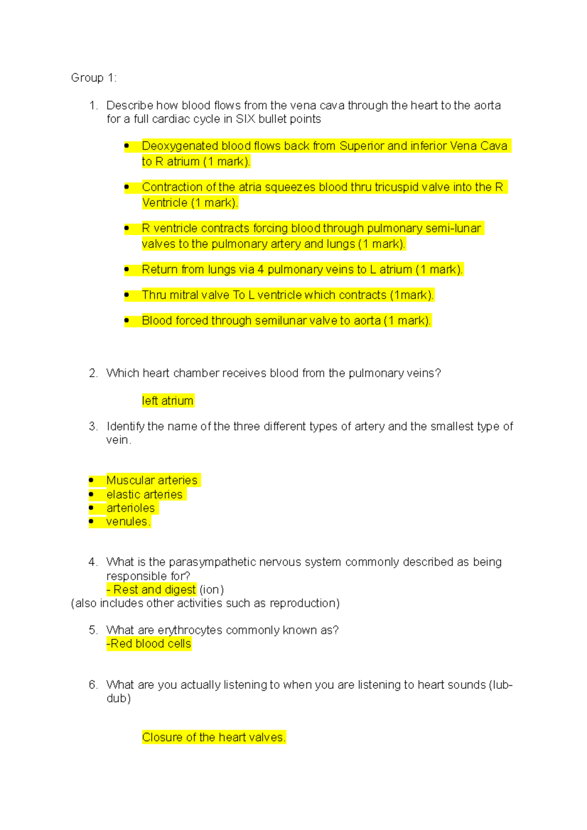 Revision exercise 1 Bio 1 Exam 2 WITH Answers - Group 1: 1. Describe ...