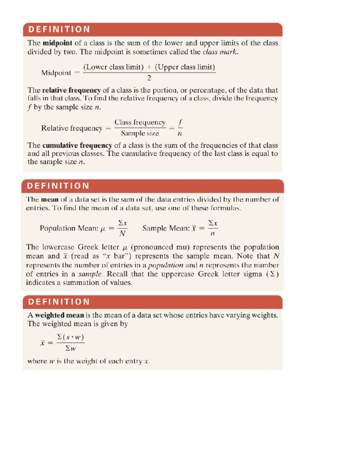 Stats all formulas - formula summary - DEFINITION The midpoint of a ...