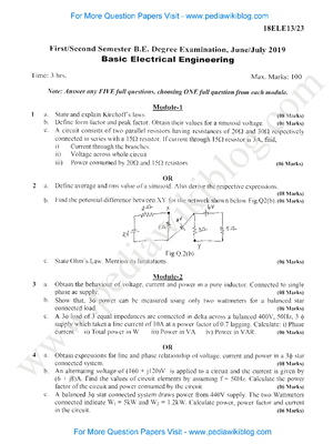 21ELE13set1 - Basic electrical engineering model question paper with ...