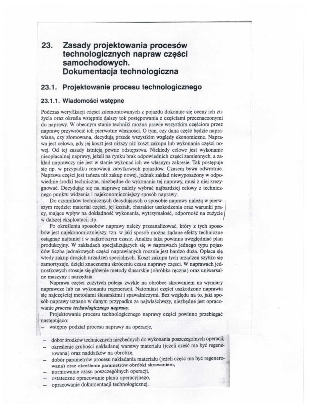 Projektowanie-procesu-technologicznego - Kształcenie zawodowe - Technik mechanik - Studocu