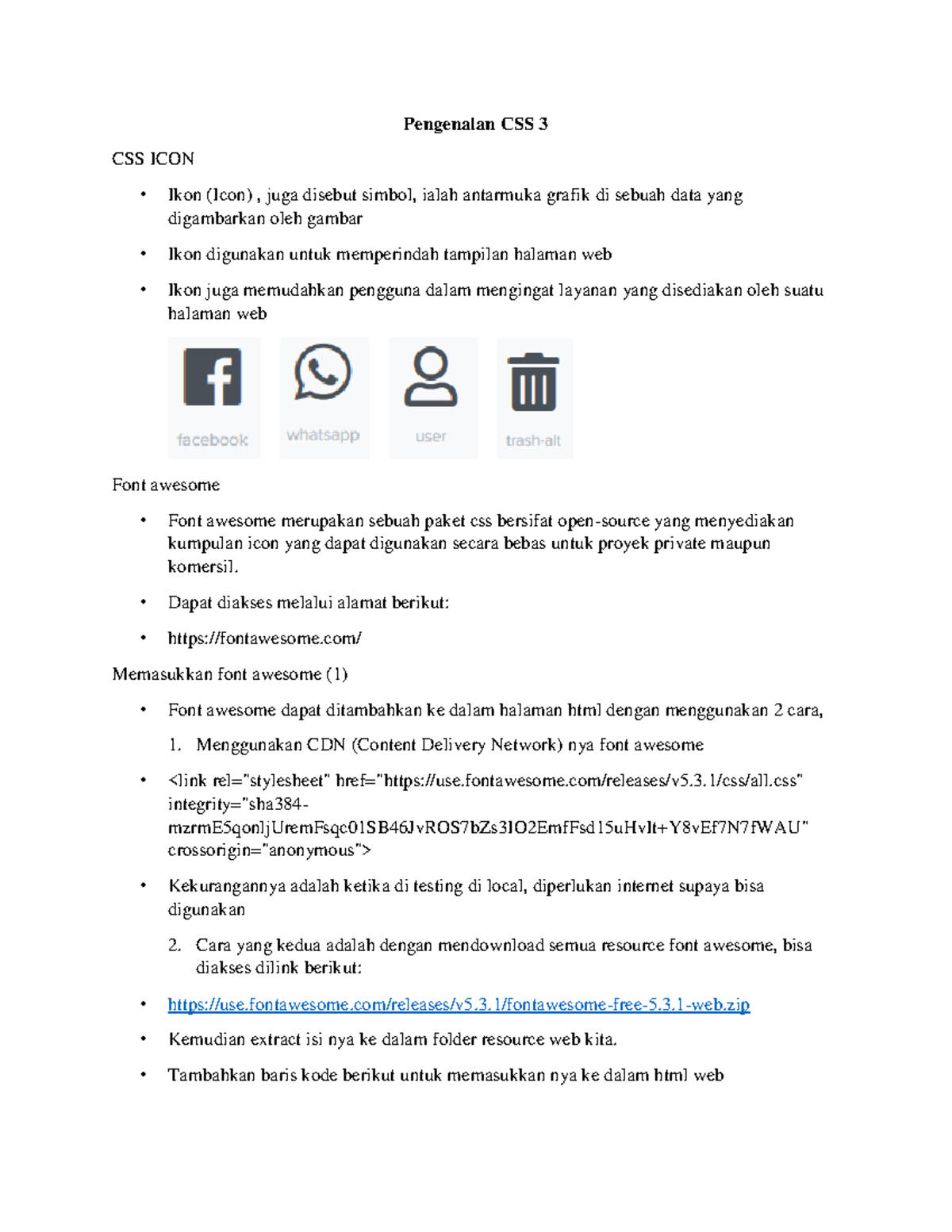 Pengenalan CSS 3 - Dapat diakses melalui alamat berikut: fontawesome ...