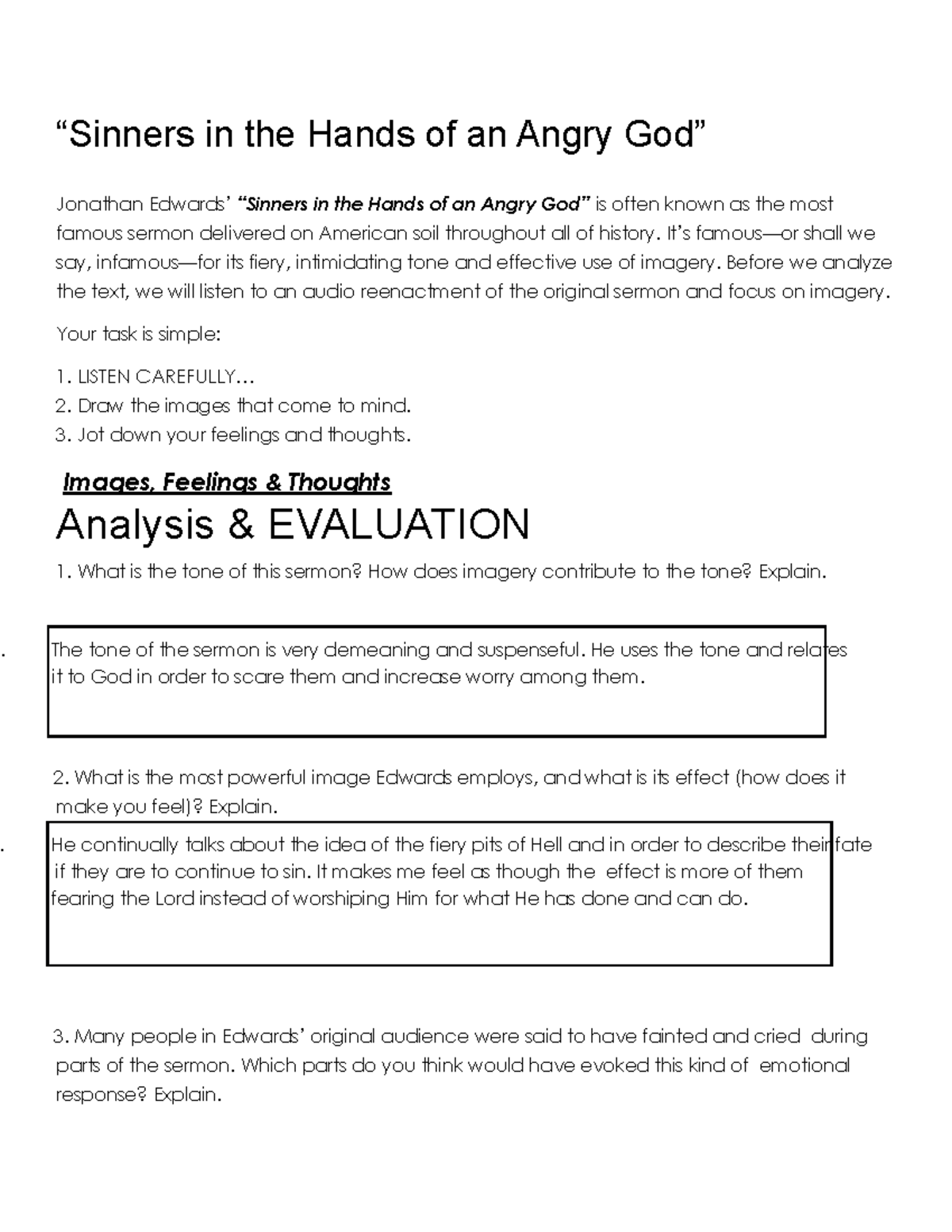 “Sinners in the Hands of an Angry God” - It’s famous—or shall we say ...