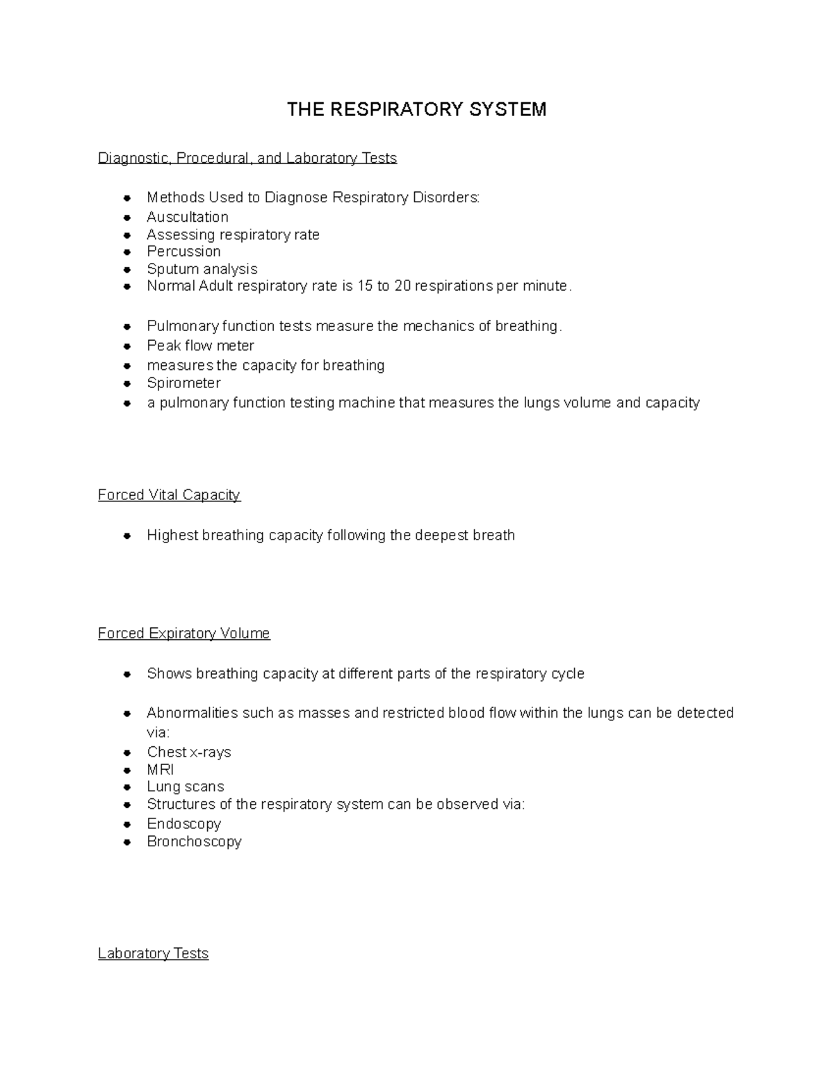 Medical Terminology II Notes 12 - THE RESPIRATORY SYSTEM Diagnostic ...