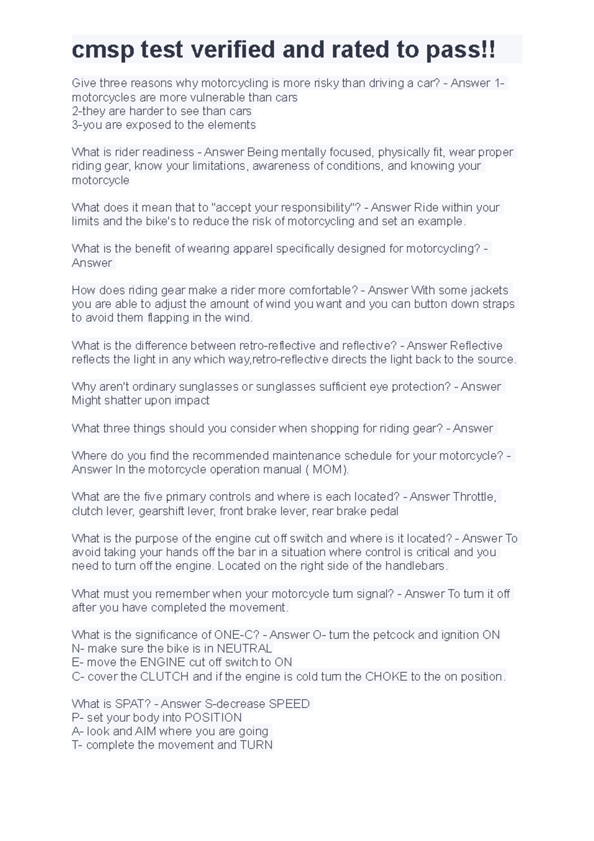 Cmsp test verified and rated to pass - Give three reasons why ...