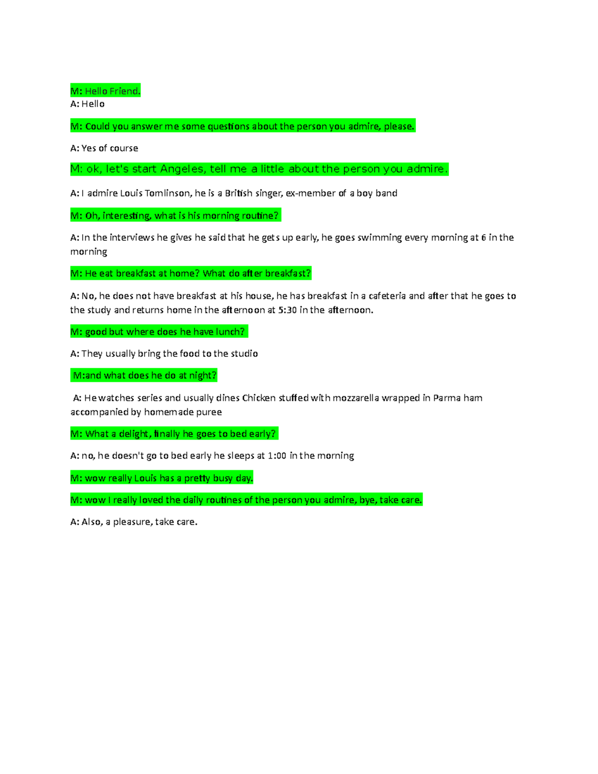 Week 11 Task Assignment Whats Your Daily Routine M Hello Friend A