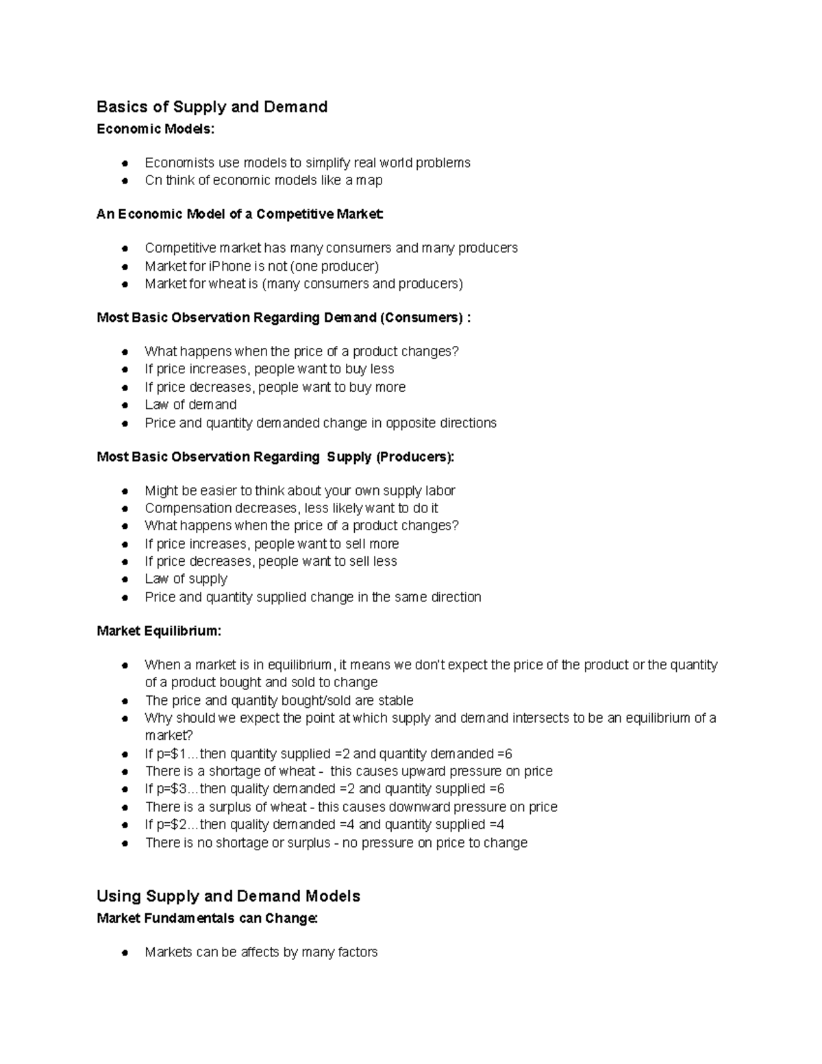 Basics of Supply and Demand - Basics of Supply and Demand Economic ...