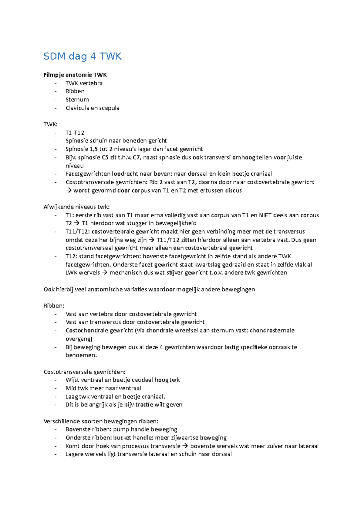 SDM dag 4 TWK - bla - SDM dag 4 TWK Filmpje anatomie TWK - TWK vertebra ...