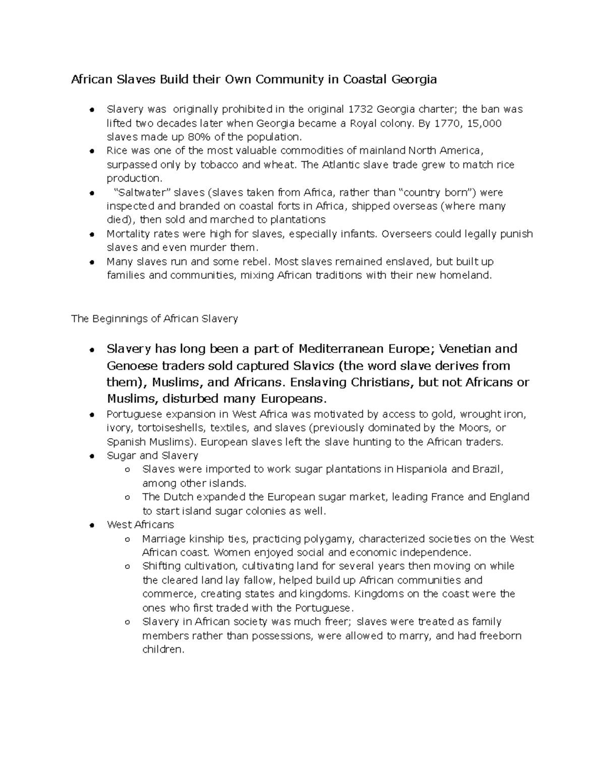 Slavery and Empire - Graduate US history notes - African Slaves Build ...