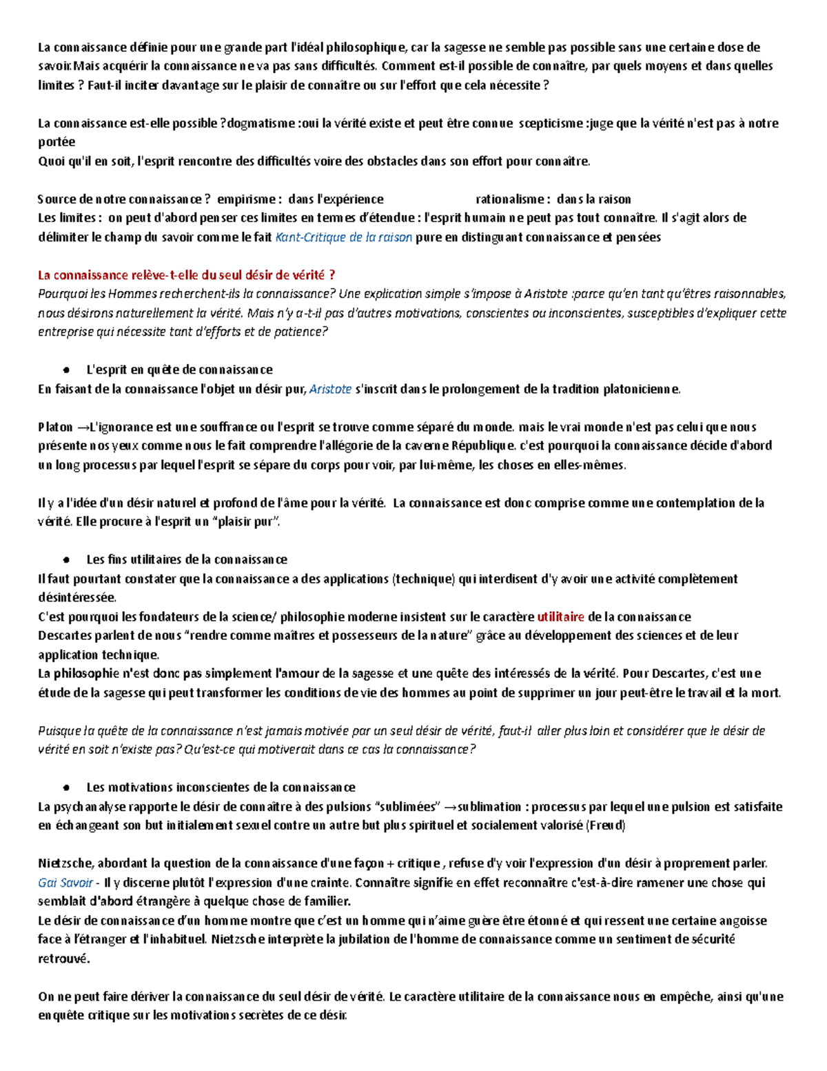 La connaissance - Comment est-il possible de connaître, par quels ...