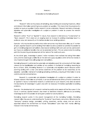 Module-3 - marketing research module 3 - Module 3 Marketing Research, A ...