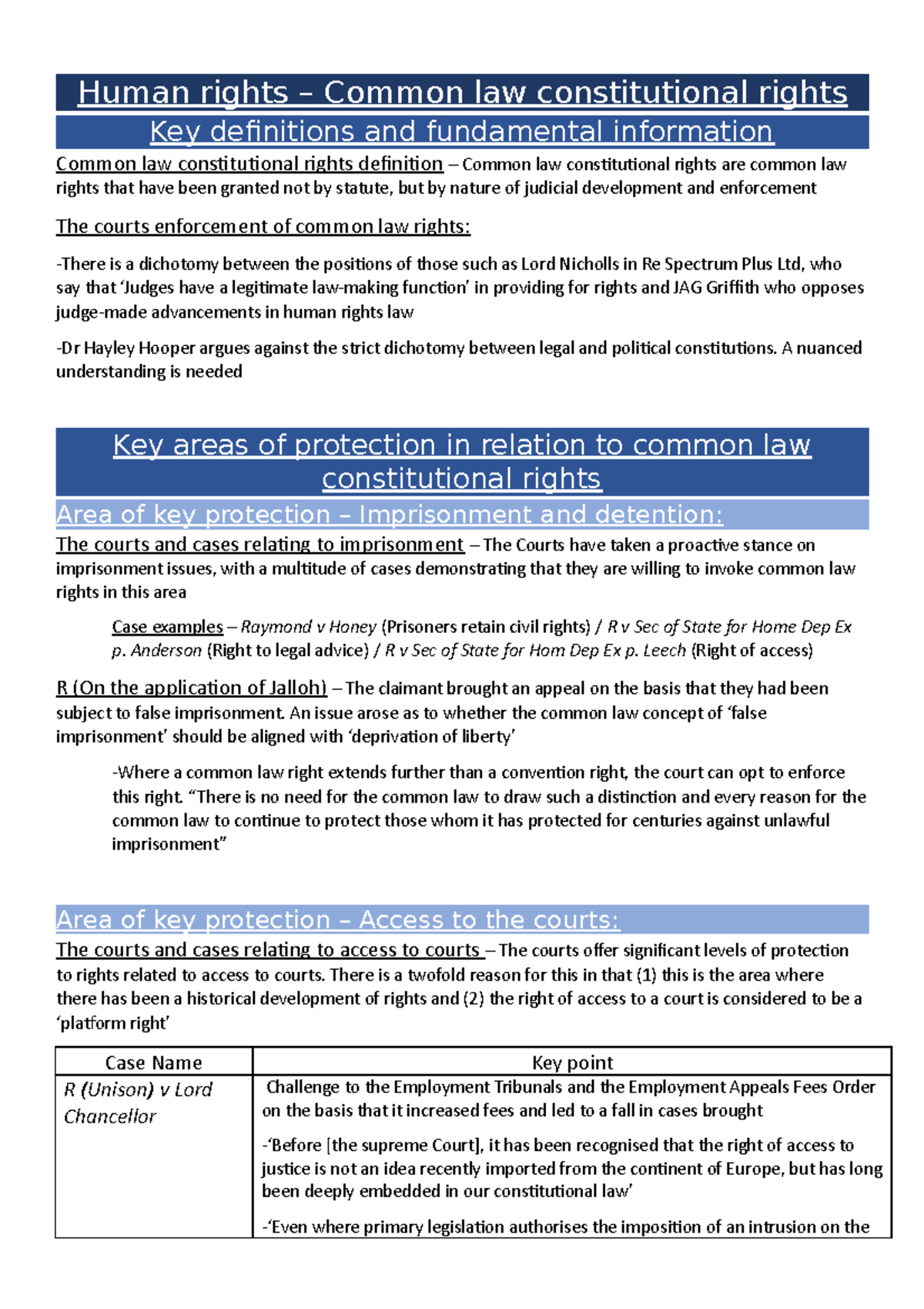 Human Rights - Common law constitutional rights - Human rights – Common ...