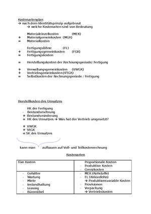 Kostenrechnung 2 Der Aufbau eines Kostenrechnungssystems dargestellt ...