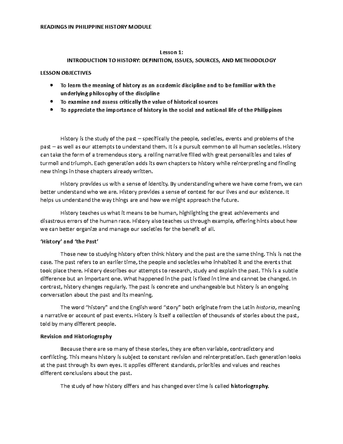 Module-RPH - readings in Philippines history module - READINGS IN ...