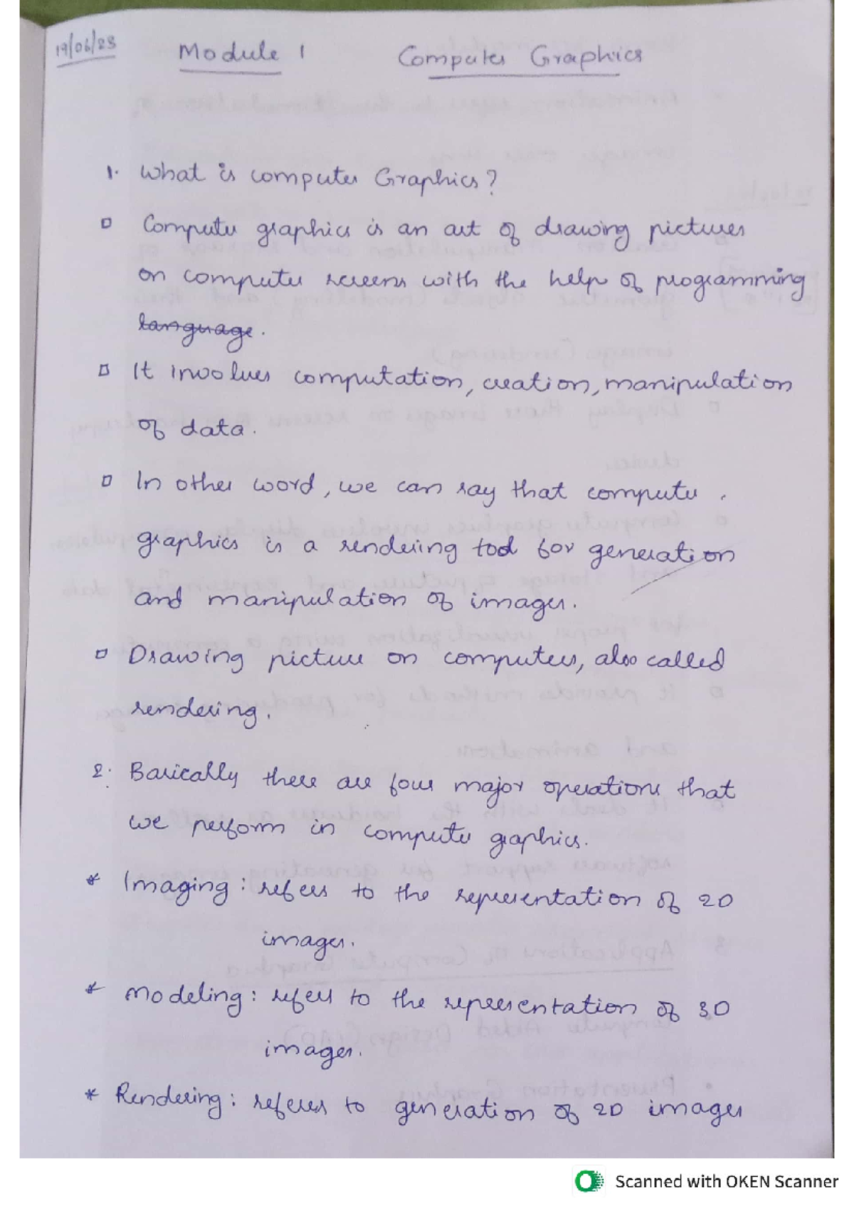 Graphics-1 - Module 1 - Bachelor of Computer Applications - Studocu