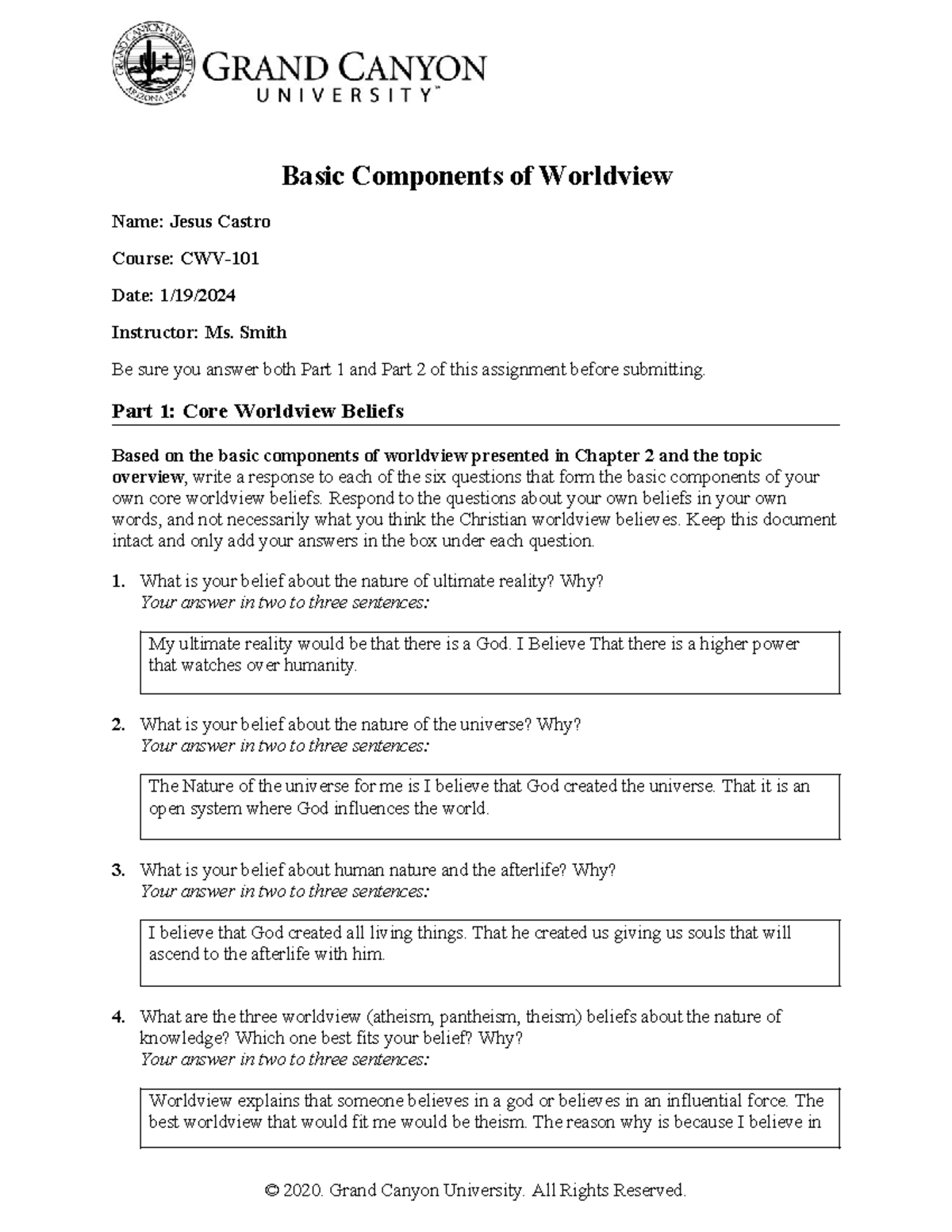 CWV 101 301 RS T1Basic Components Of Worldview - Basic Components of ...